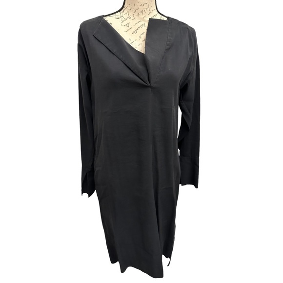 COS | Dresses | Nwt Cos Shift Dress Black Vneck Long Sleeve Pockets ...